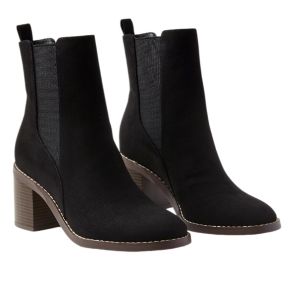 LOFT | Shoes | New Loft Black Faux Suede Block Heel Chelsea Boots 65 ...